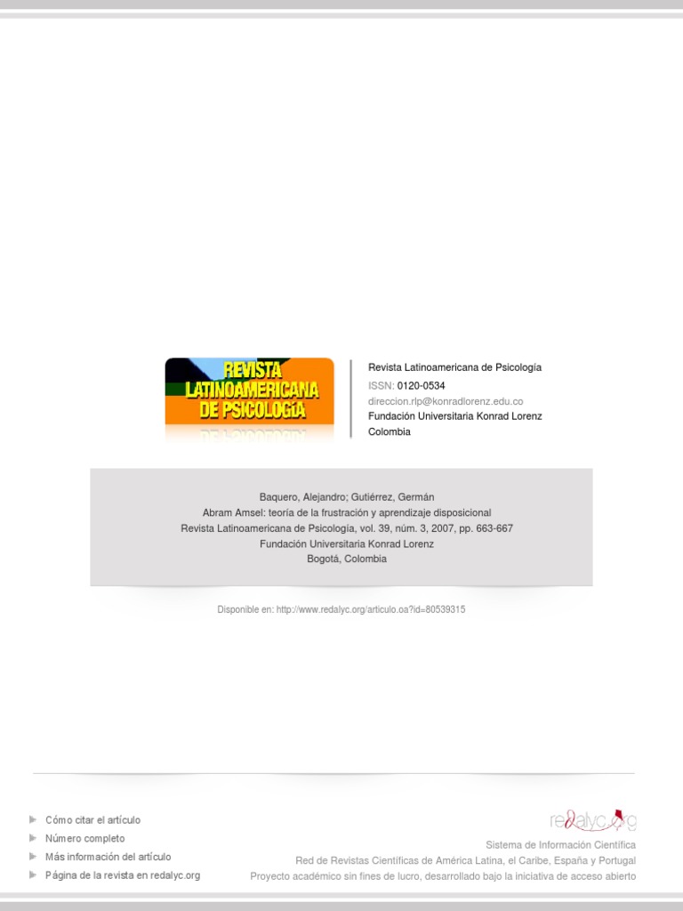 Abram Amsel - Teoría de La Frustración y Aprendizaje Disposicional PDF ...