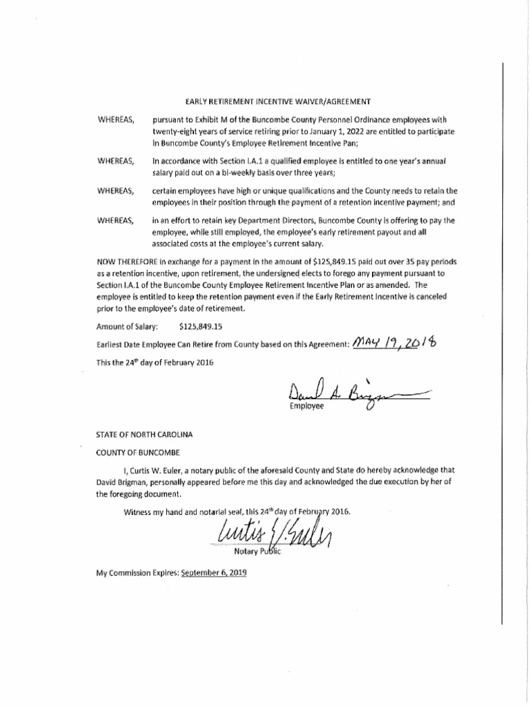 Copies of The Early Retirement Incentive Waivers | PDF