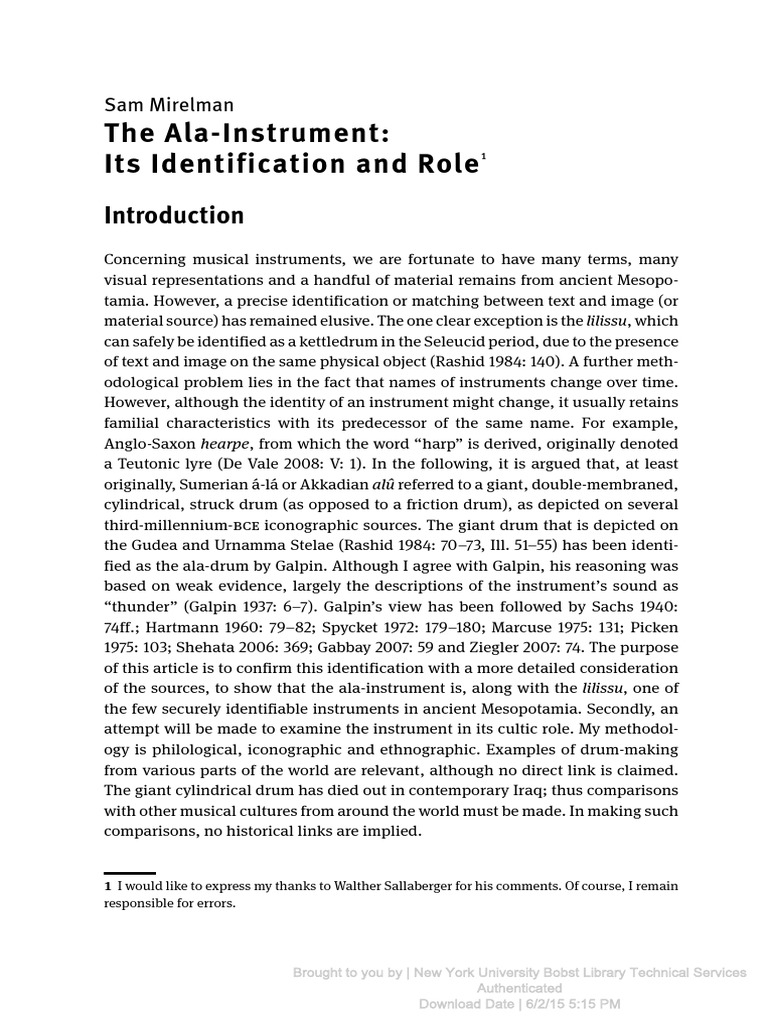The Ala-Instrument Its Identification An PDF | PDF | Musical ...