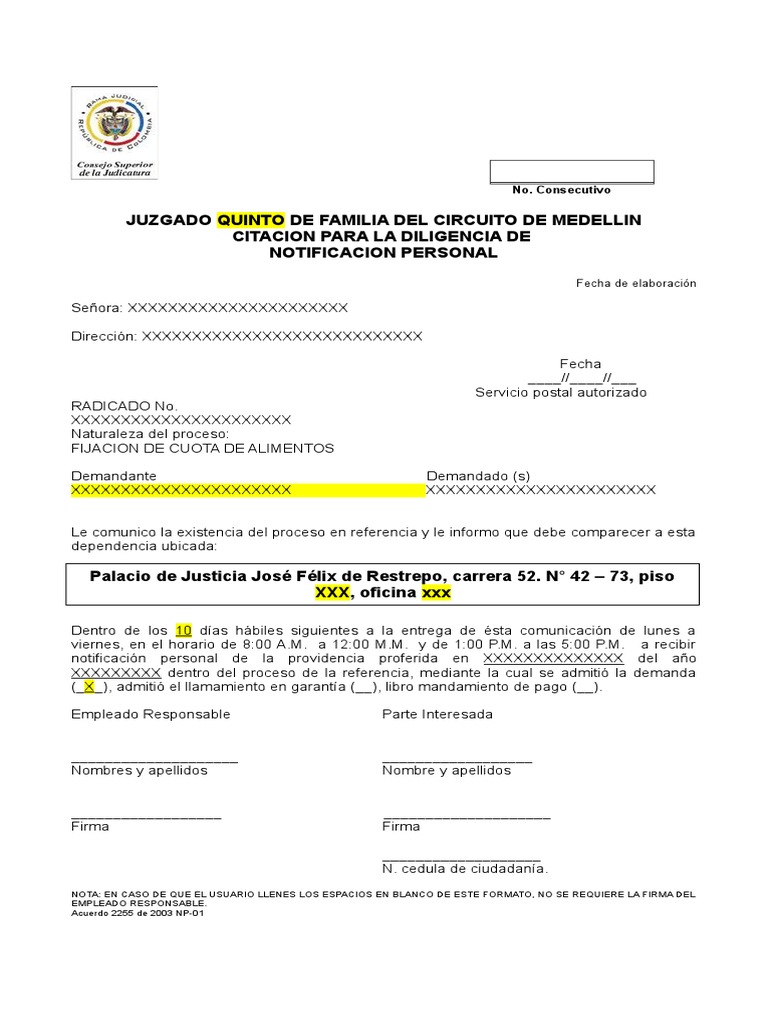 Formato de Notificacion Personal | PDF