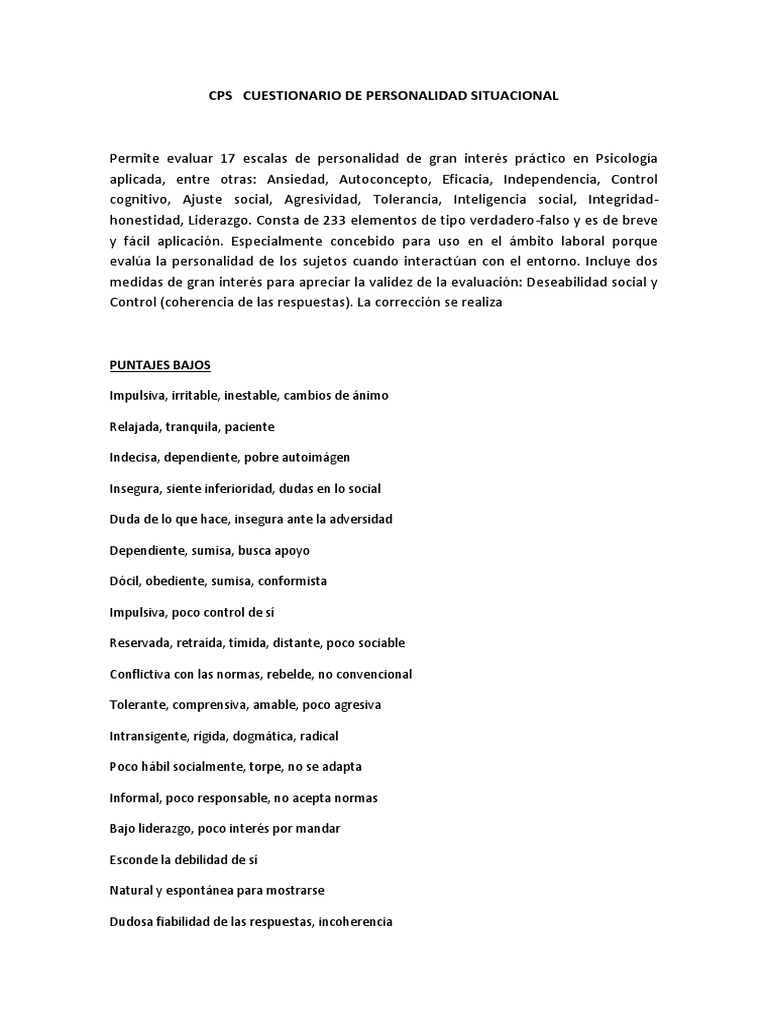 Interpretacion Cps | PDF | Ansiedad | Metafísica de la mente