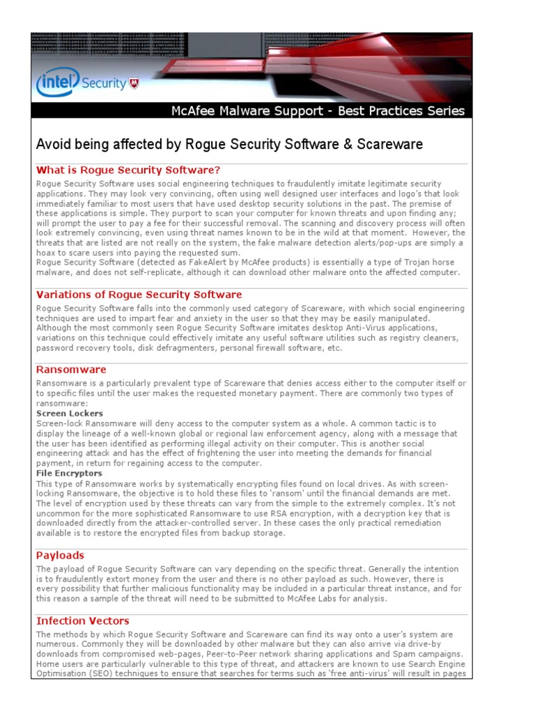 Avoid Being Affected by Rogue Security Software & Scareware: Mcafee ...