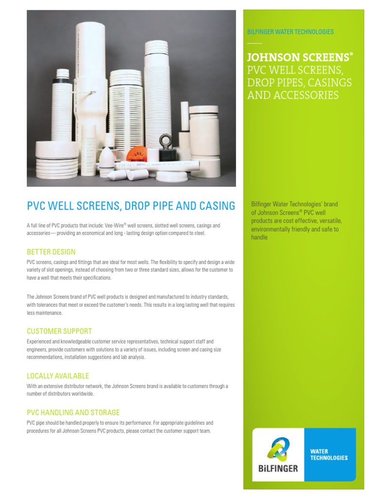 Brochure Johnsons Screens® Water Well PVC | PDF | Pipe (Fluid ...
