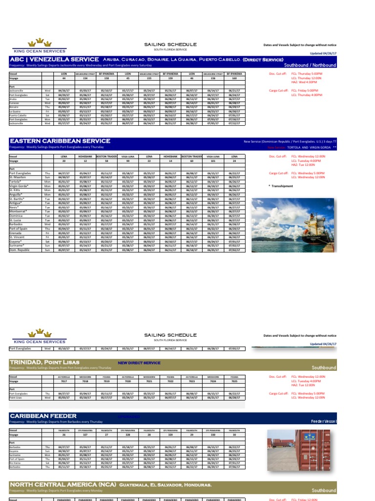 Sailing Schedule Updated | PDF | Port | West Indies