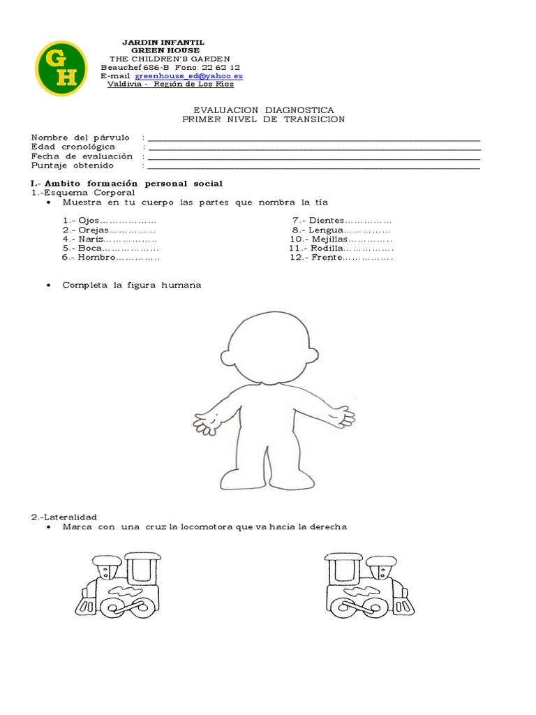 Evaluacion Diagnostica Pre Kinder | PDF | Ocio