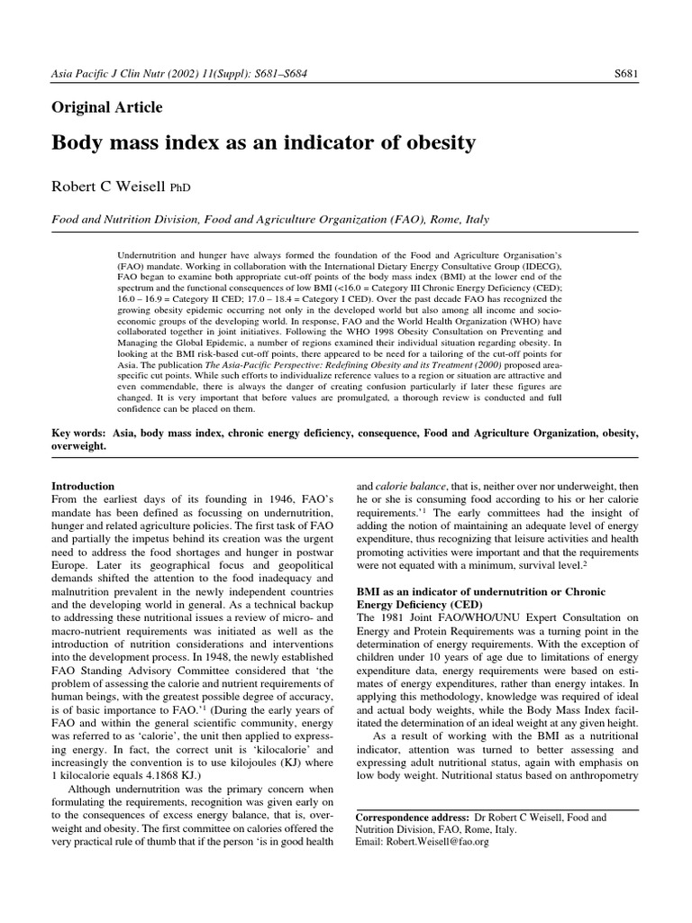 Bmi Asia Pasifik PDF | PDF | Body Mass Index | Obesity