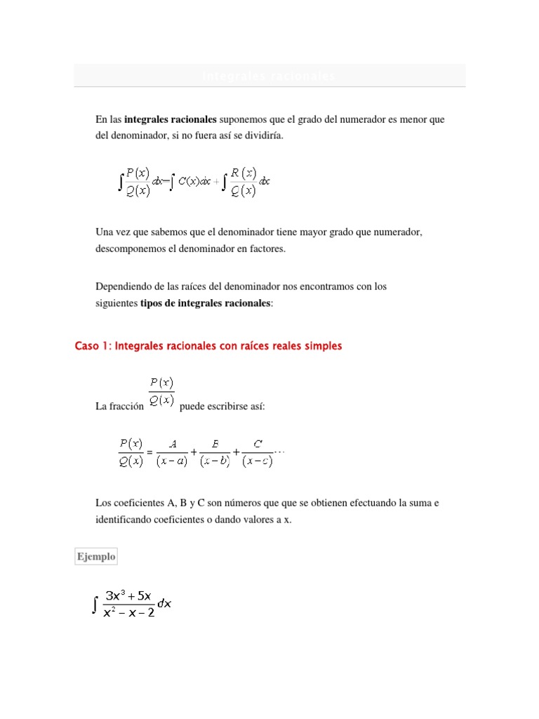 Integrales Racionales | PDF