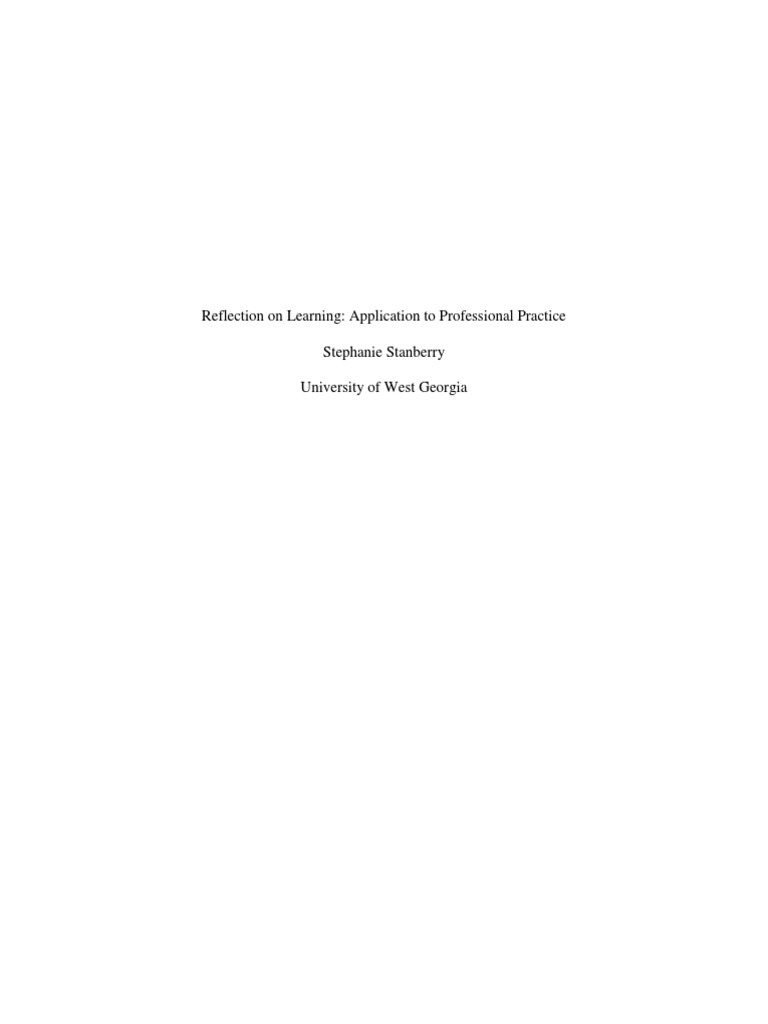 Reflection On Learning Pdf Educational Technology Critical Thinking