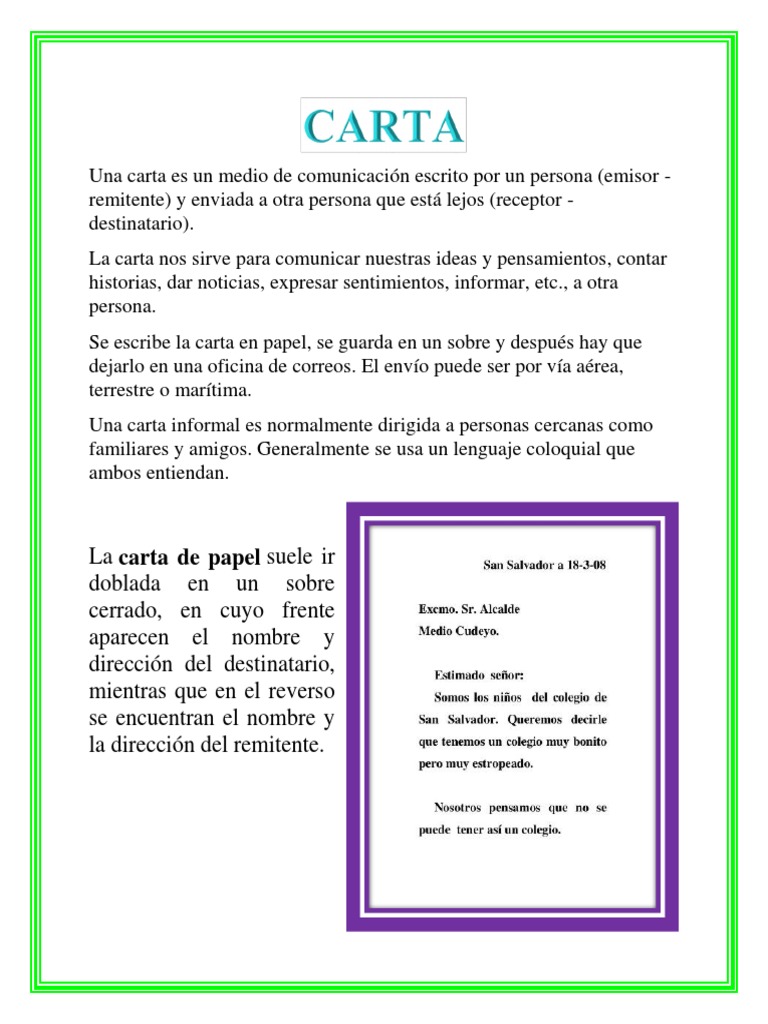 Una Carta Es Un Medio de Comunicación Escrito Por Un Persona