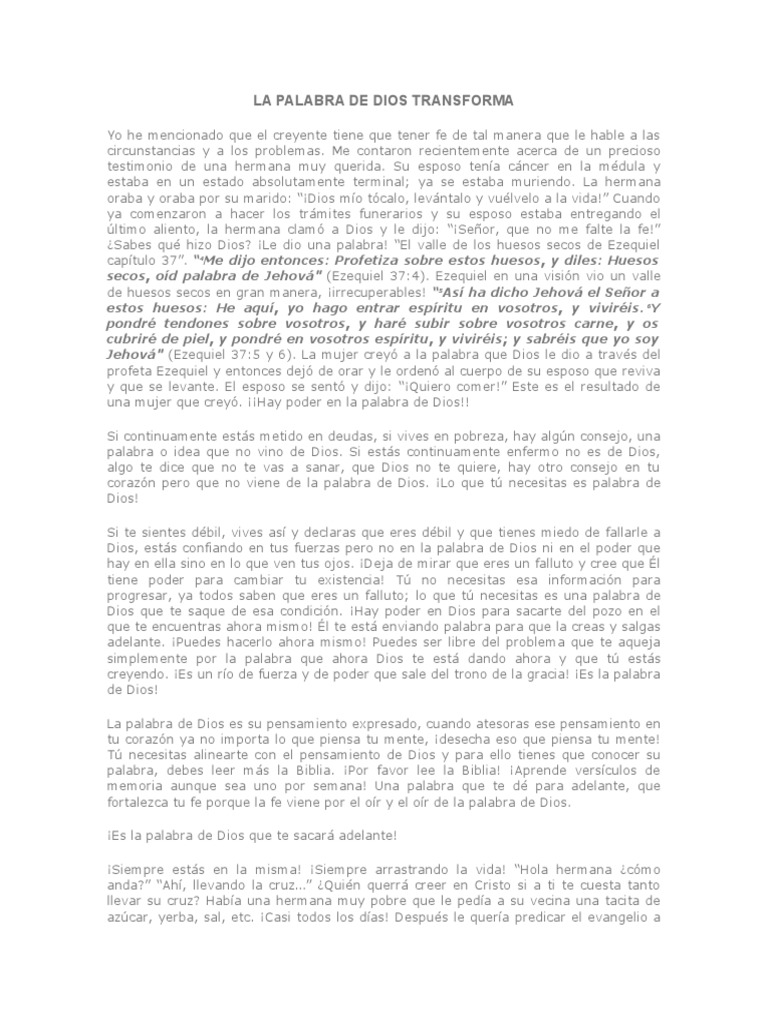 La Palabra de Dios Transforma | PDF | Fe | Ezequiel
