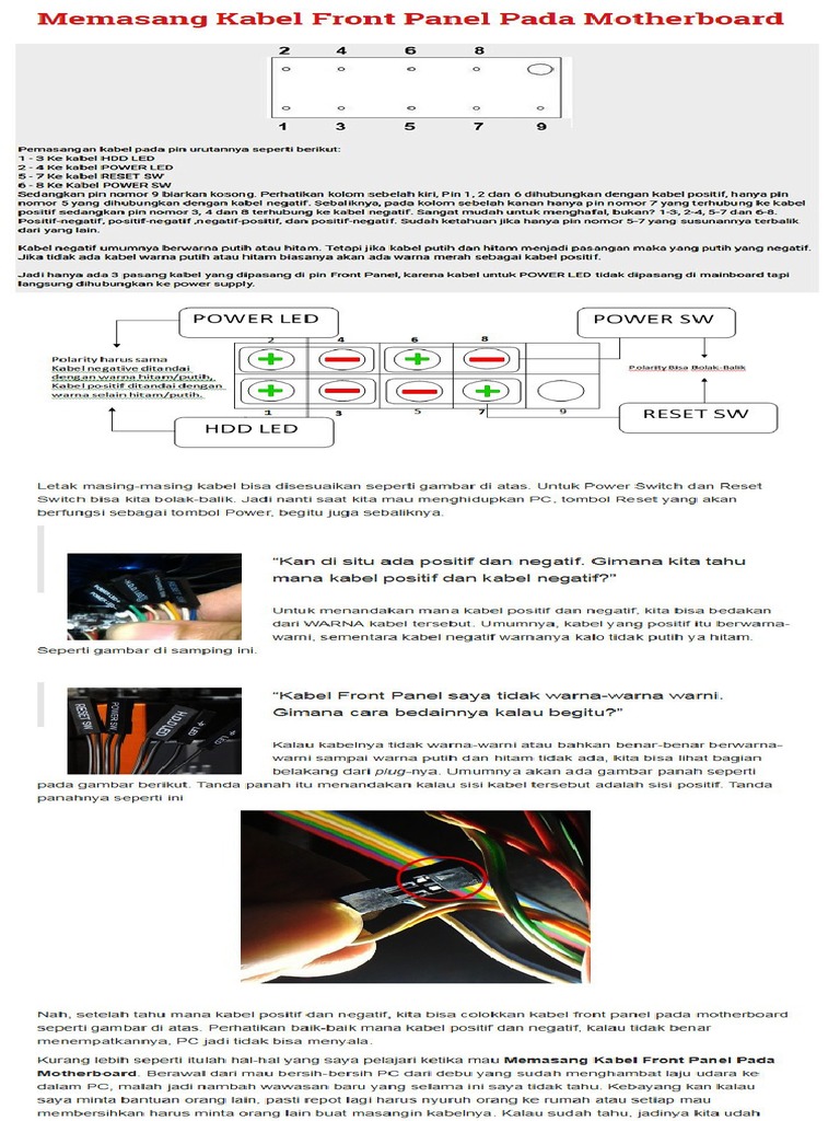 Memasang Kabel Front Panel PDF | PDF