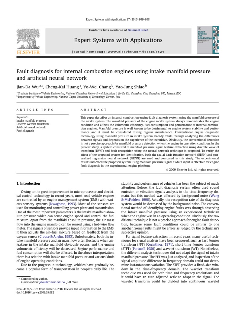 Fault Diagnosis For Internal Combustion Engines Using Intake Manifold ...