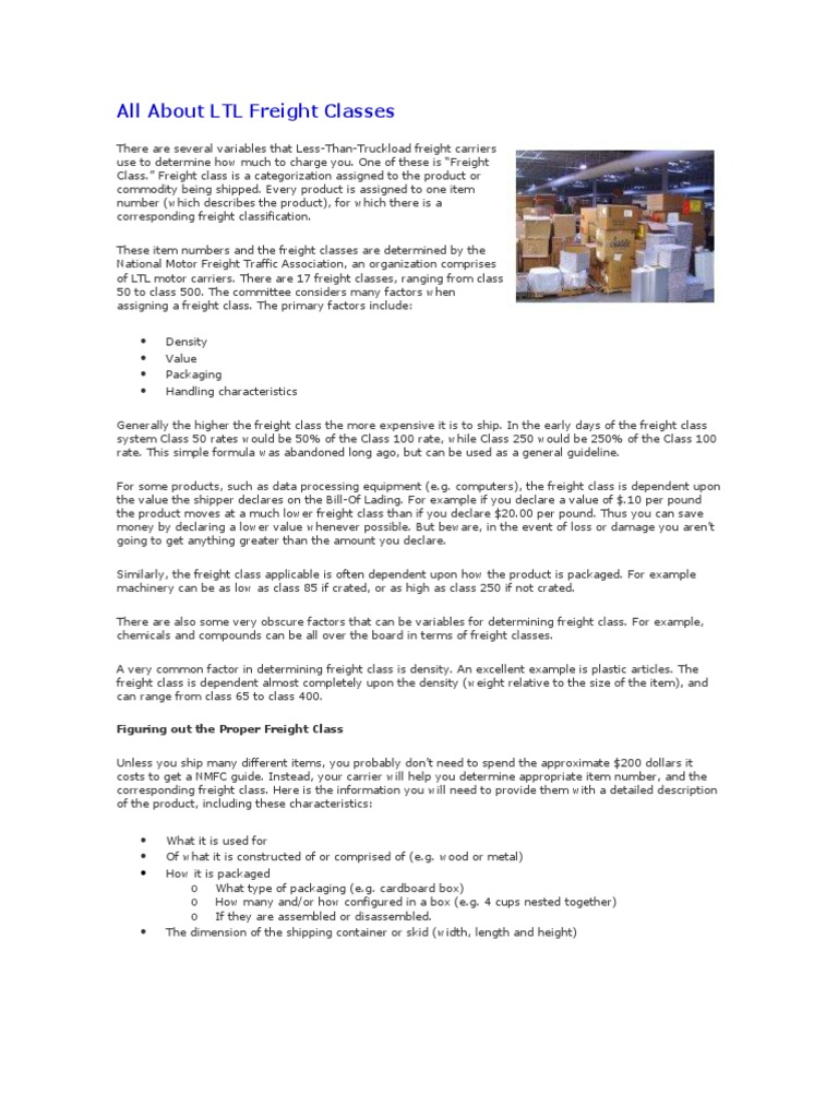 Understanding LTL Freight Classes | PDF | Cargo | Shipping