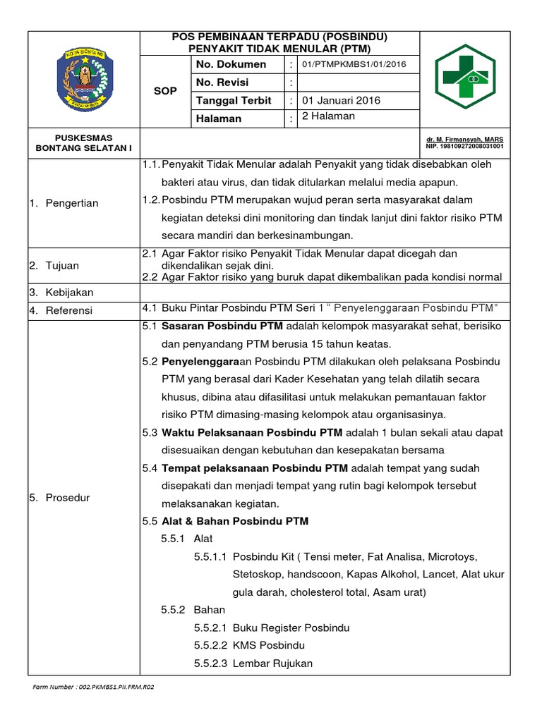 SOP Posbindu PTM | PDF