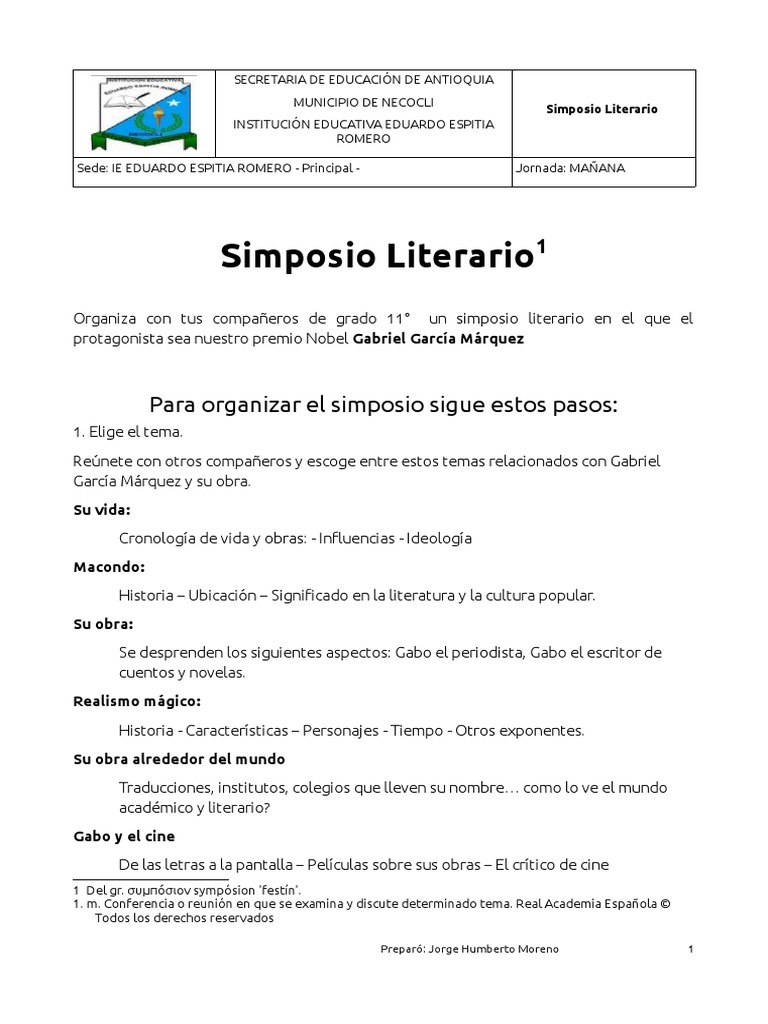 Simposio Literario | PDF | Gabriel García Márquez | Cuentos