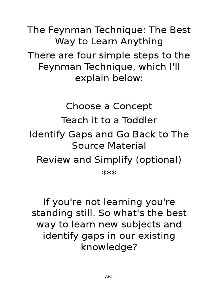 The Feynman Technique | PDF | Cognition | Cognitive Science