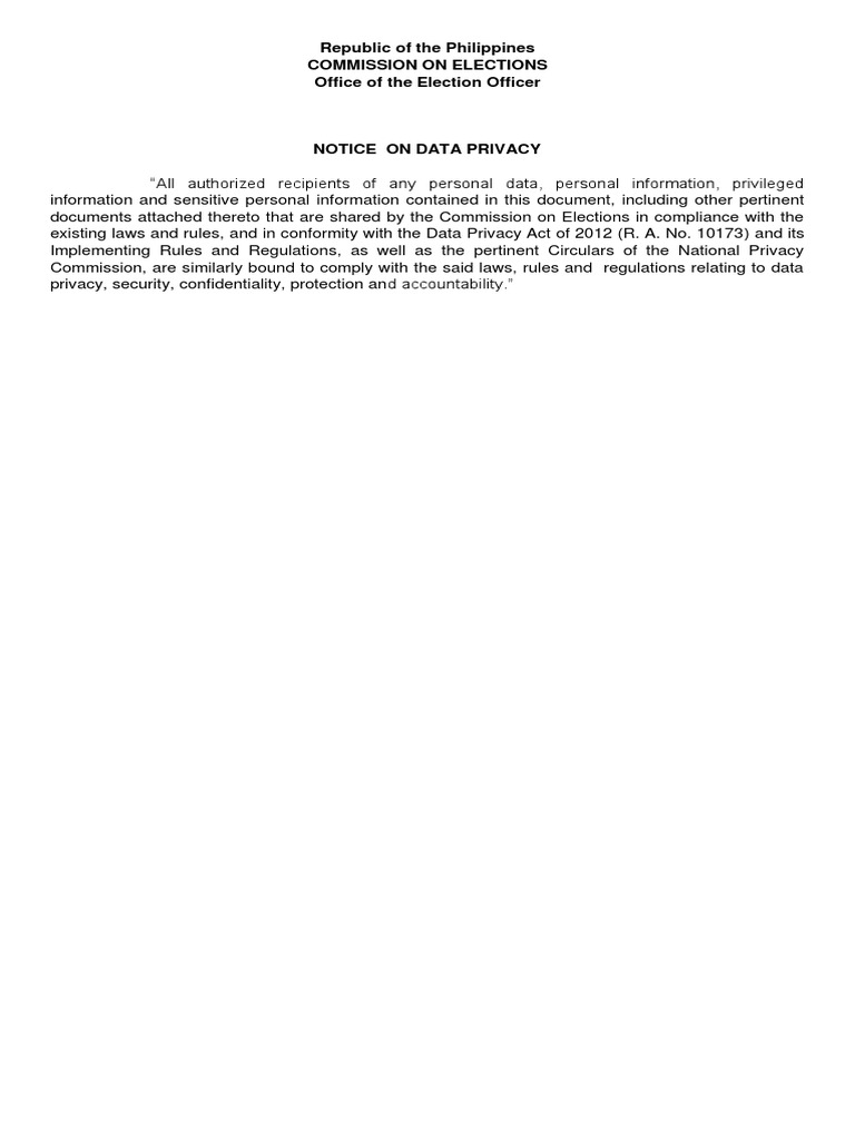 Philippines Data Privacy Notice | PDF | Law