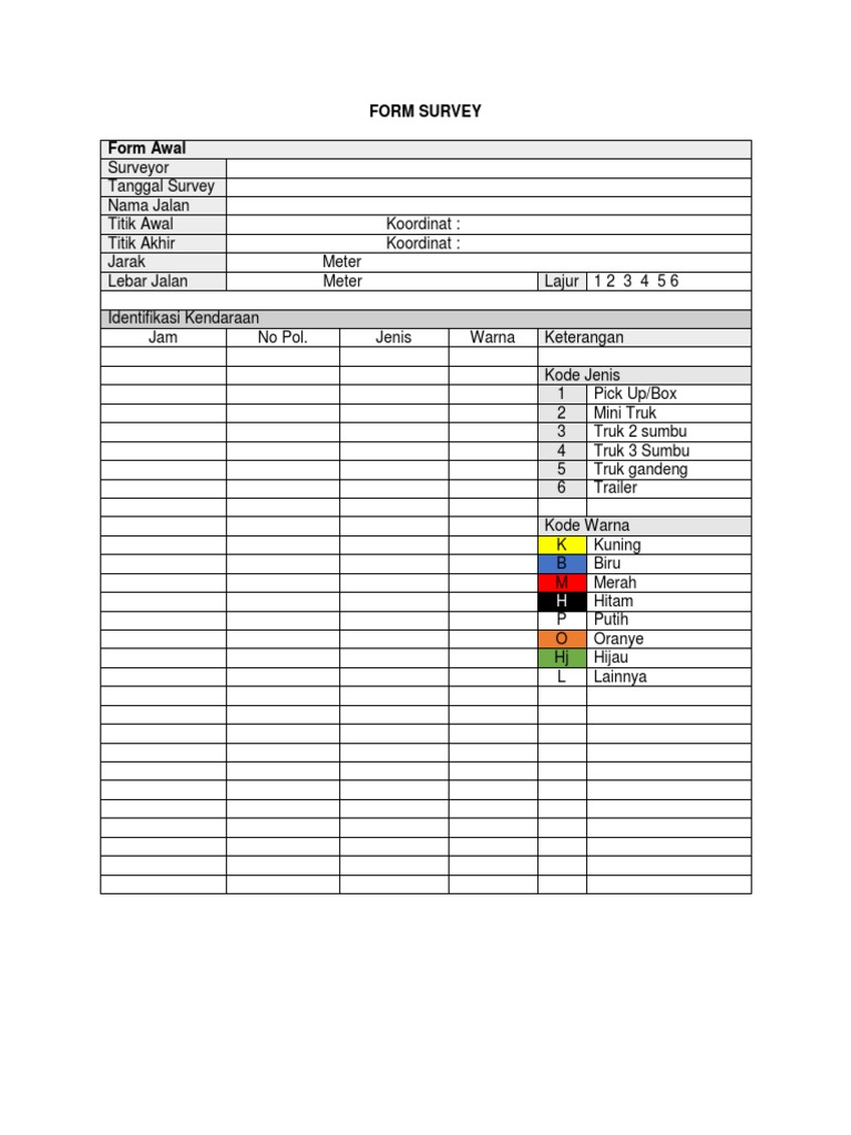 Form Survey Alat Transportasi Karyawan | PDF