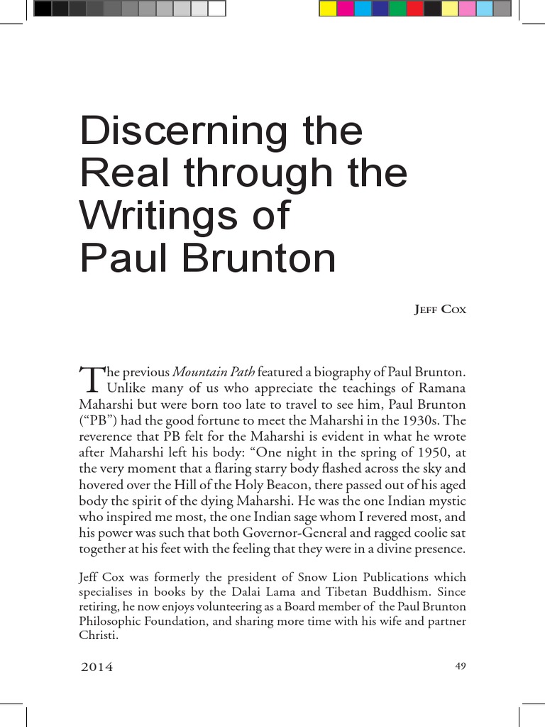 Jeff Cox - Discerning The Real Through The Writings of Paul Brunton ...