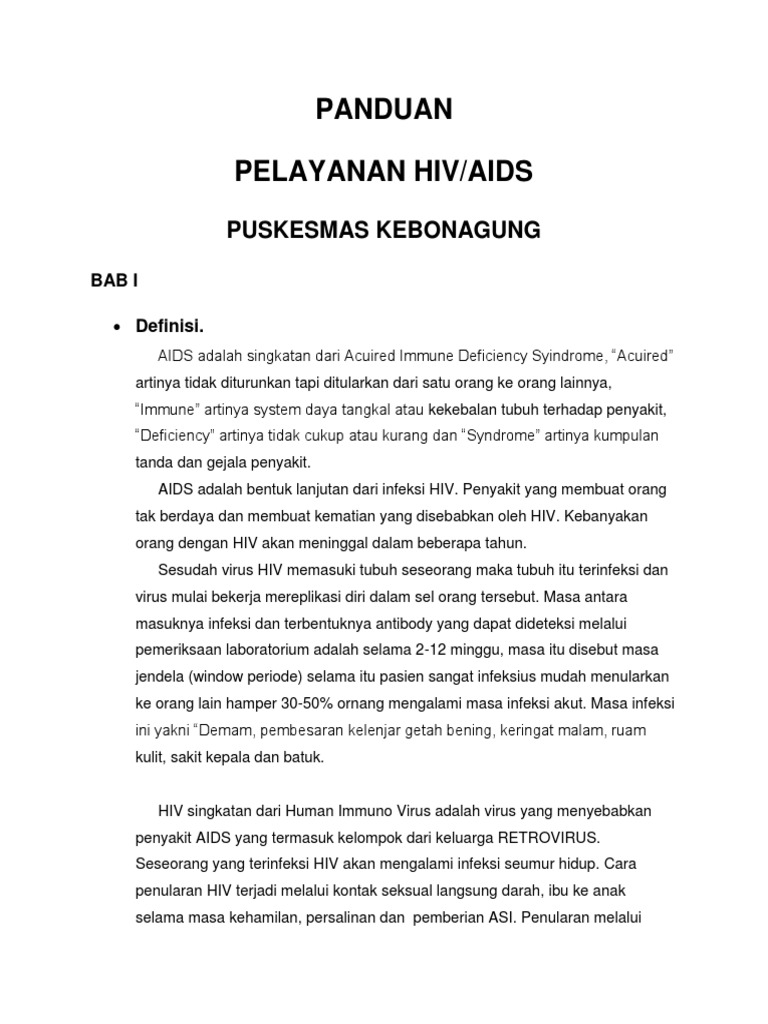 Panduan Pelayanan Hiv Aids (Format) | PDF