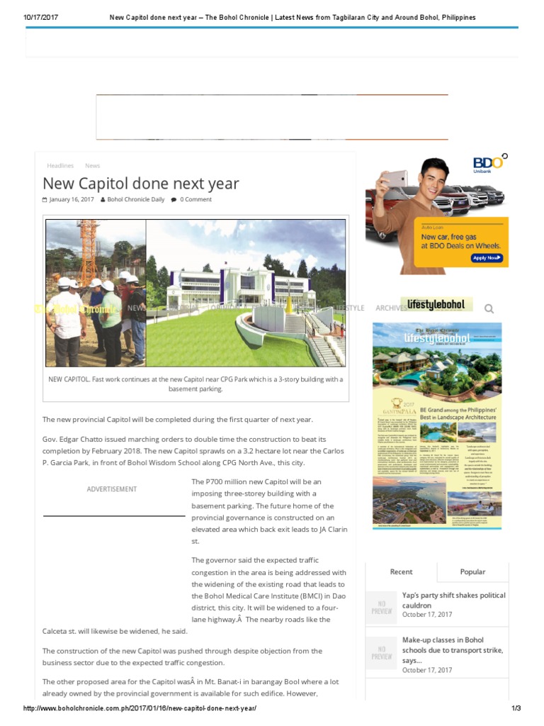 New Capitol Done Next Year - The Bohol Chronicle - Latest News From ...