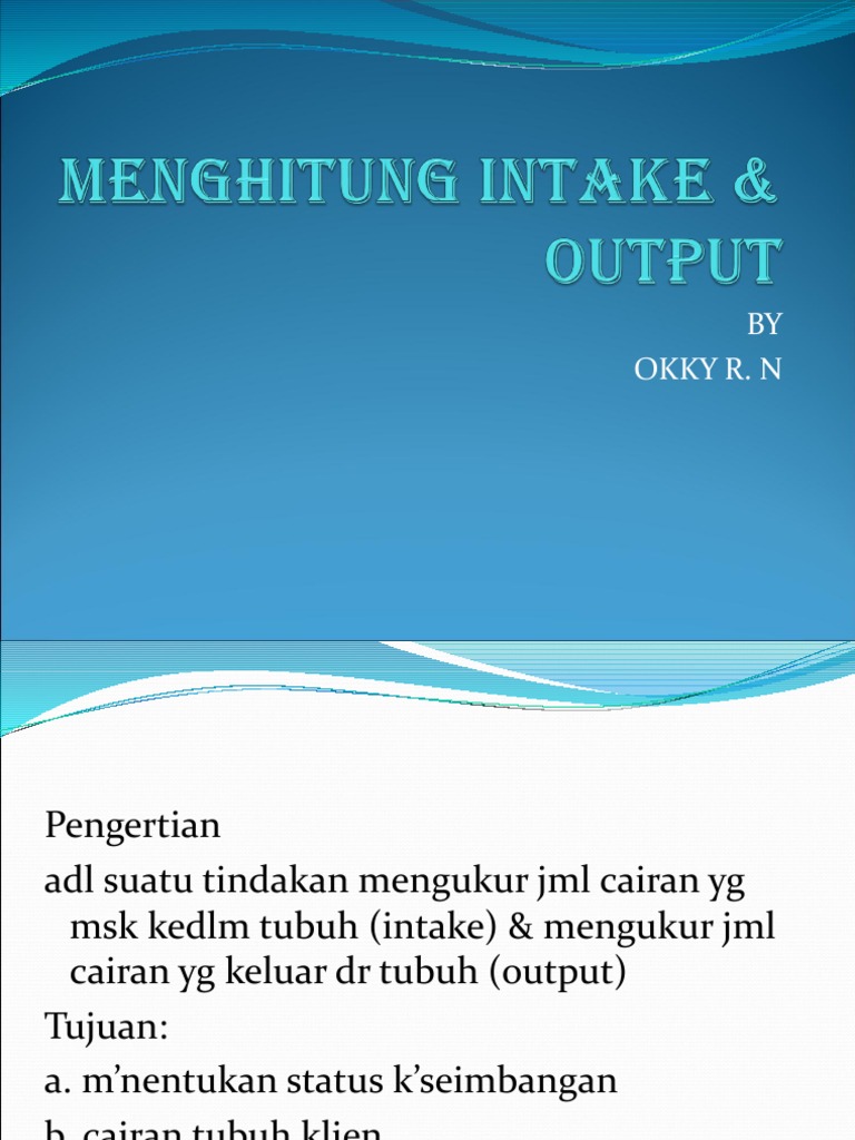 Menghitung Intake Output | PDF