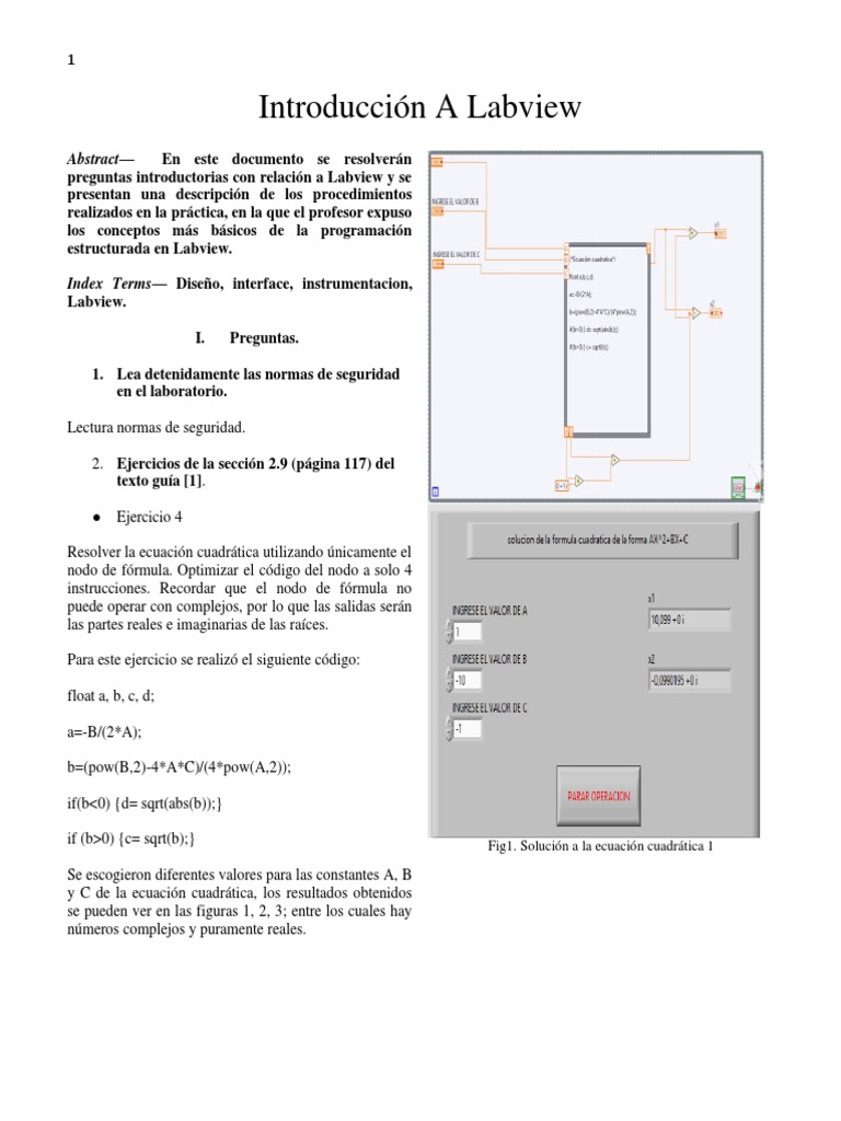 Introducción A Labview | PDF | Ecuación cuadrática | Temperatura