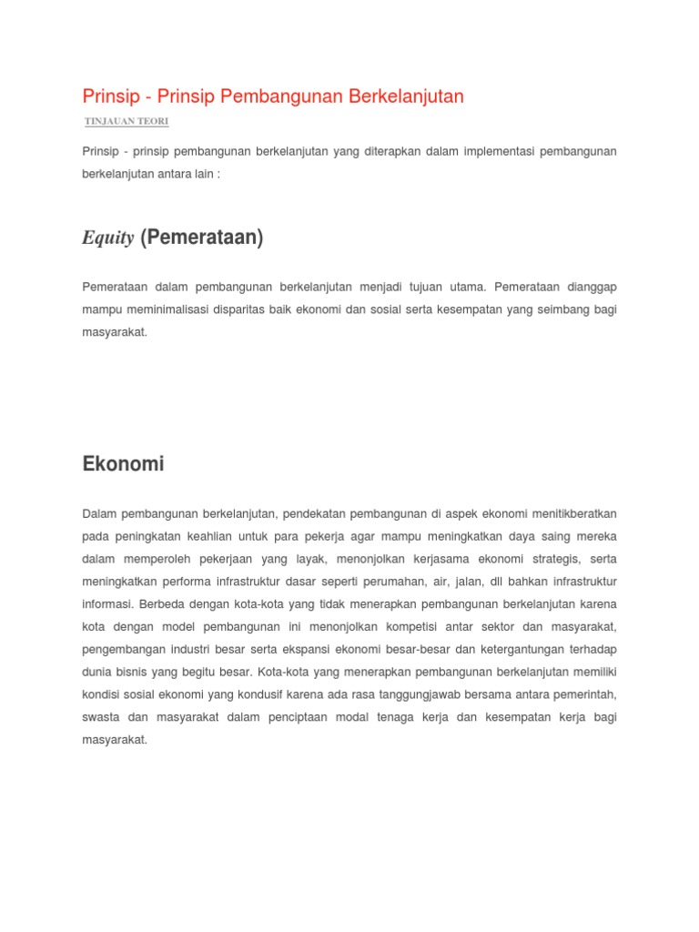 Prinsip - Prinsip Pembangunan Berkelanjutan | PDF