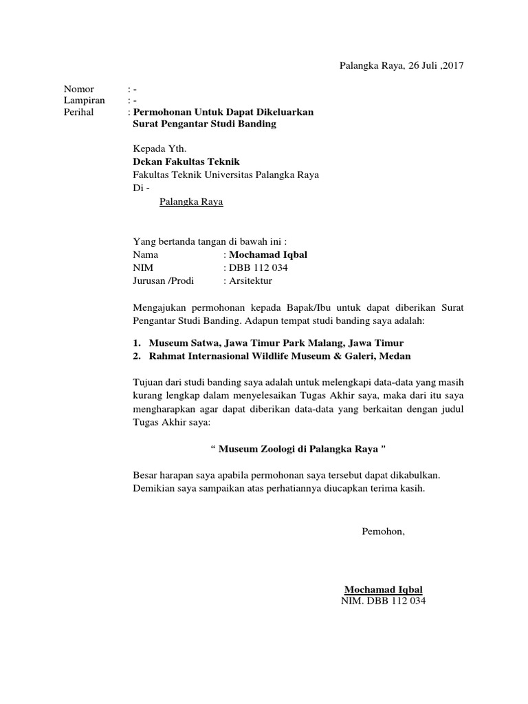 Surat Pengantar Studi Banding | PDF
