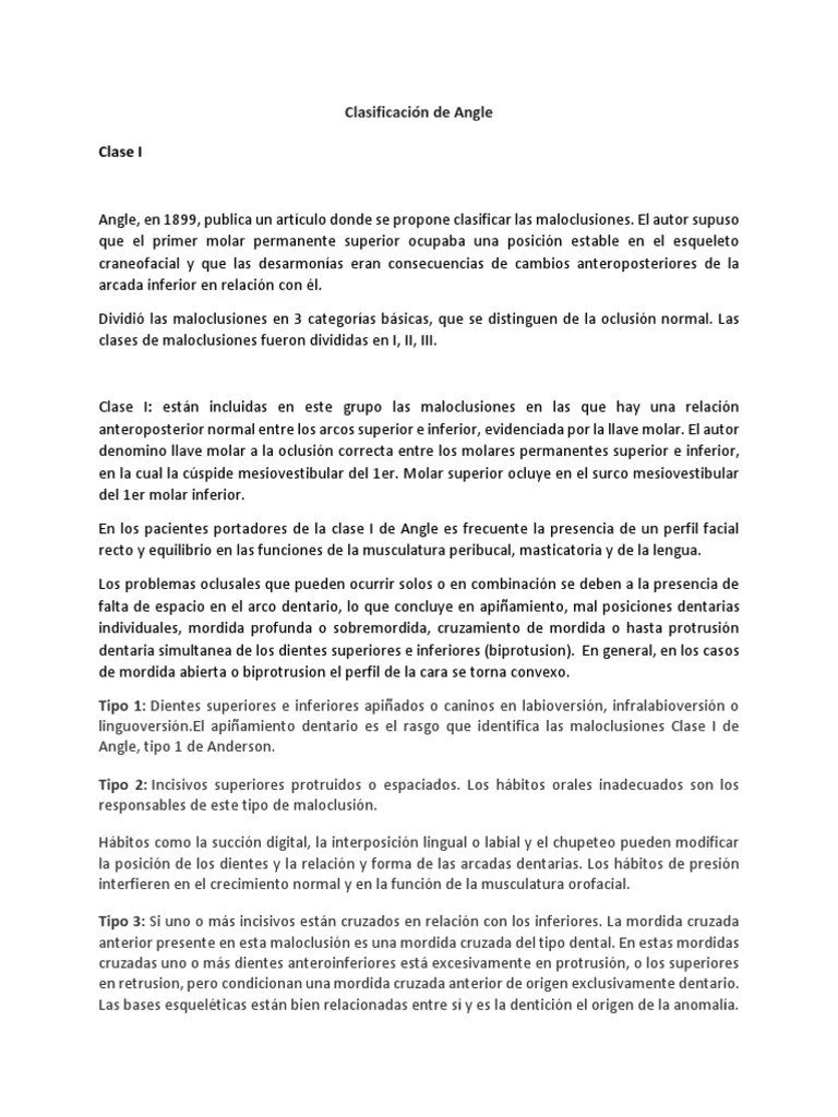 Clasificación de Angle | PDF | Odontología | Diente