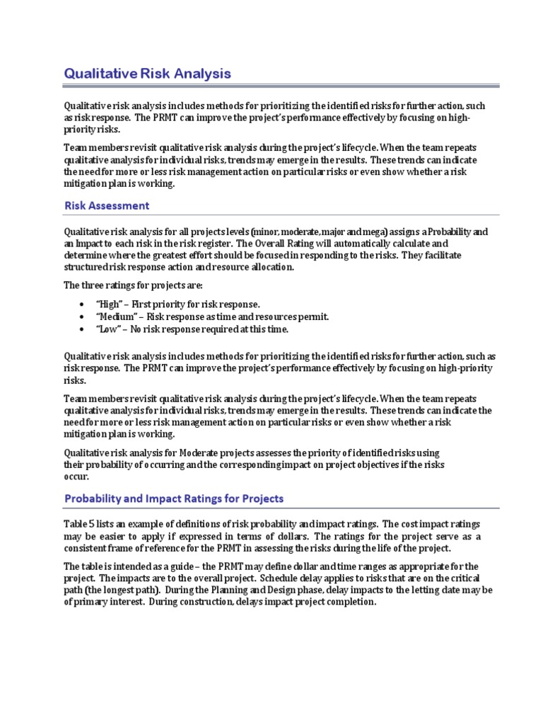Qualitative Risk Analysis | PDF | Risk Management | Emergency Management