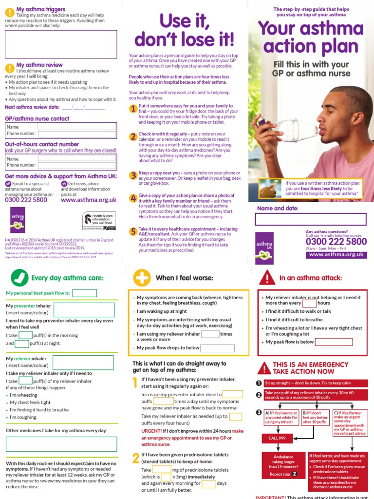 Adult Asthma Action Plan Nhs Uk | PDF | Asthma | Cough