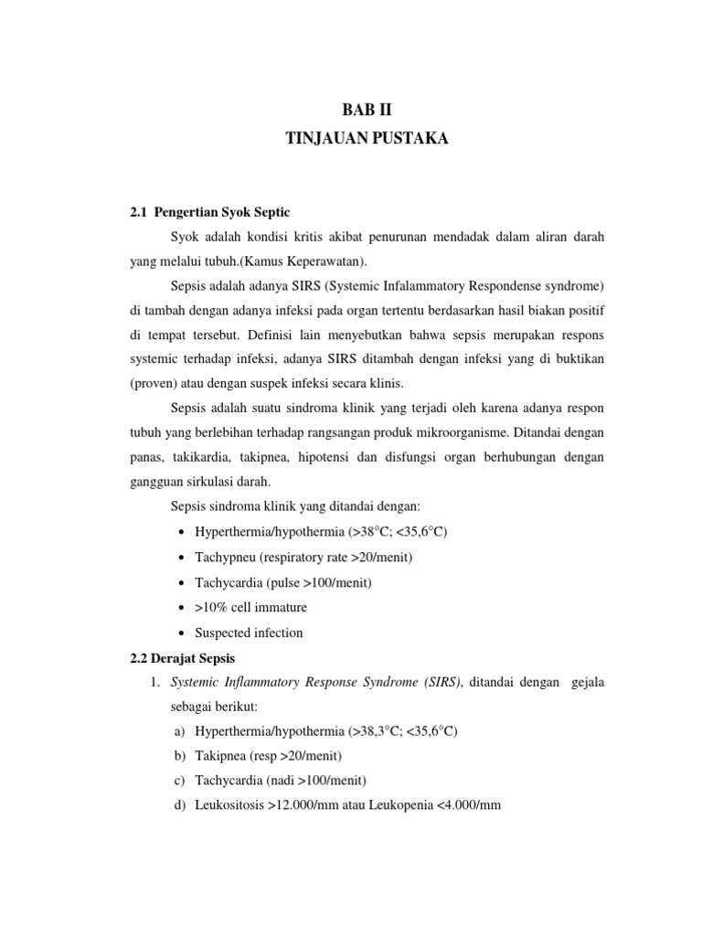 PATOFISIOLOGI DAN GEJALA KLINIS SYOK SEPTIK | PDF