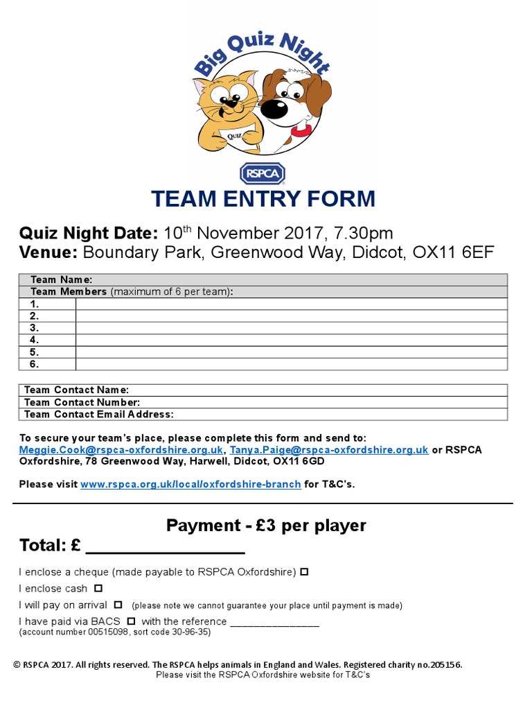 Team Entry Form | PDF