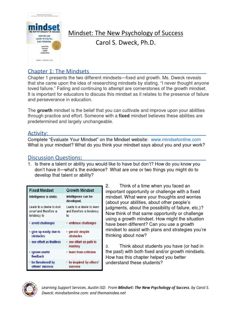 Growth Mindset - Carol Book - Study PDF | PDF | Mindset | Leadership