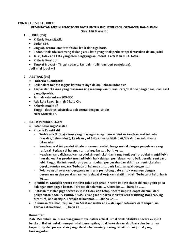 KTI - 6 - Contoh Review Artikel - P Lilik H | PDF
