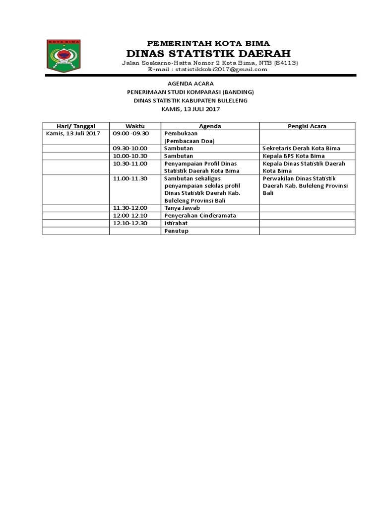Susunan Acara Penerimaan Studi Banding | PDF