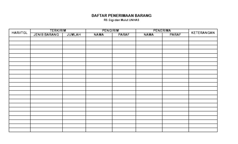 Daftar Penerimaan Barang | PDF