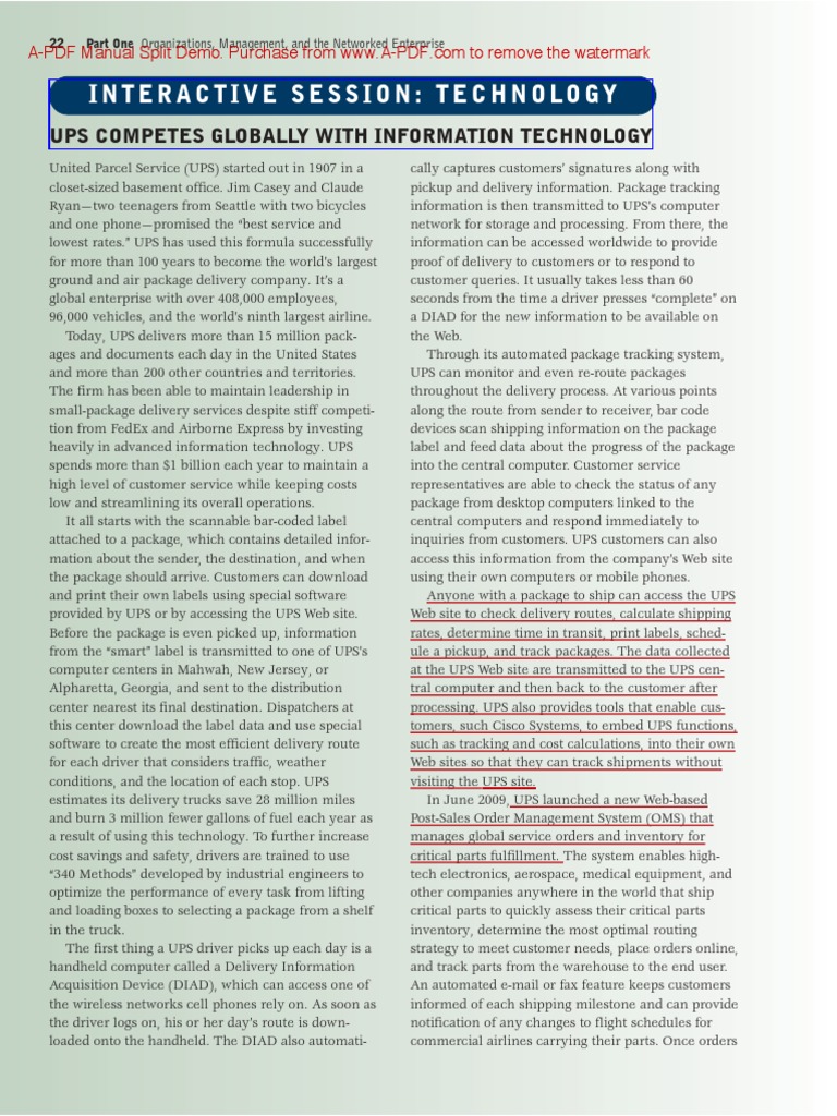 Ups Case Study Pdf United Parcel Service Cargo