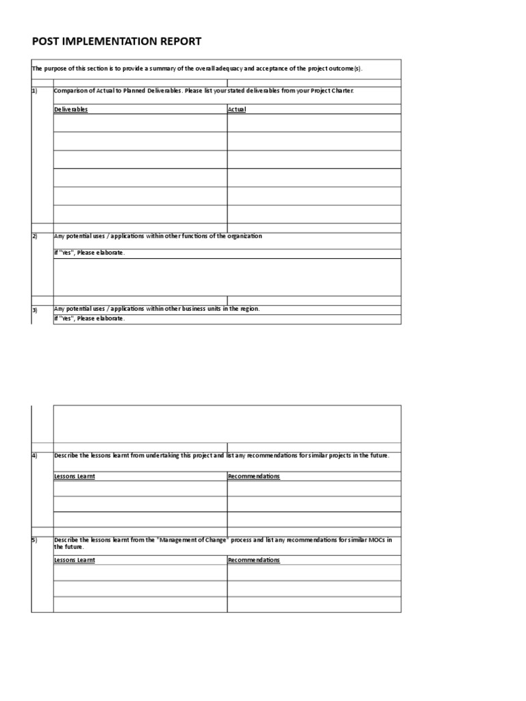 Post Implementation Report | PDF
