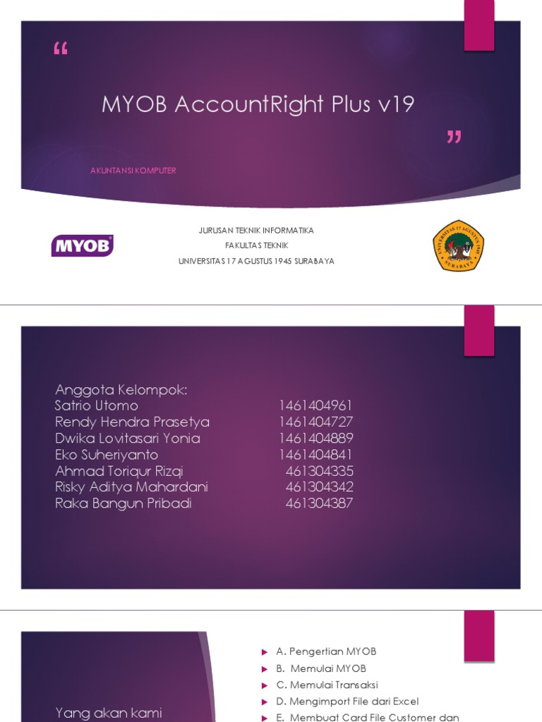 MYOB AccountRight Plus v19 | PDF