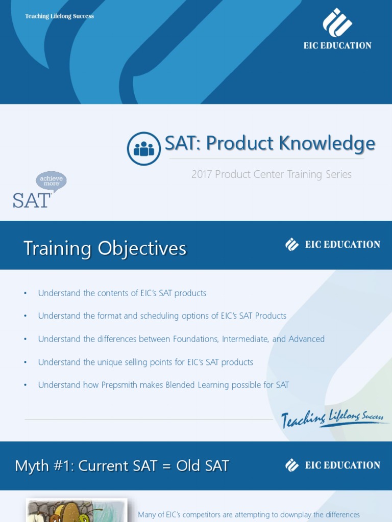 EIC SAT Product Training Overview | PDF | Sat | Act (Test)