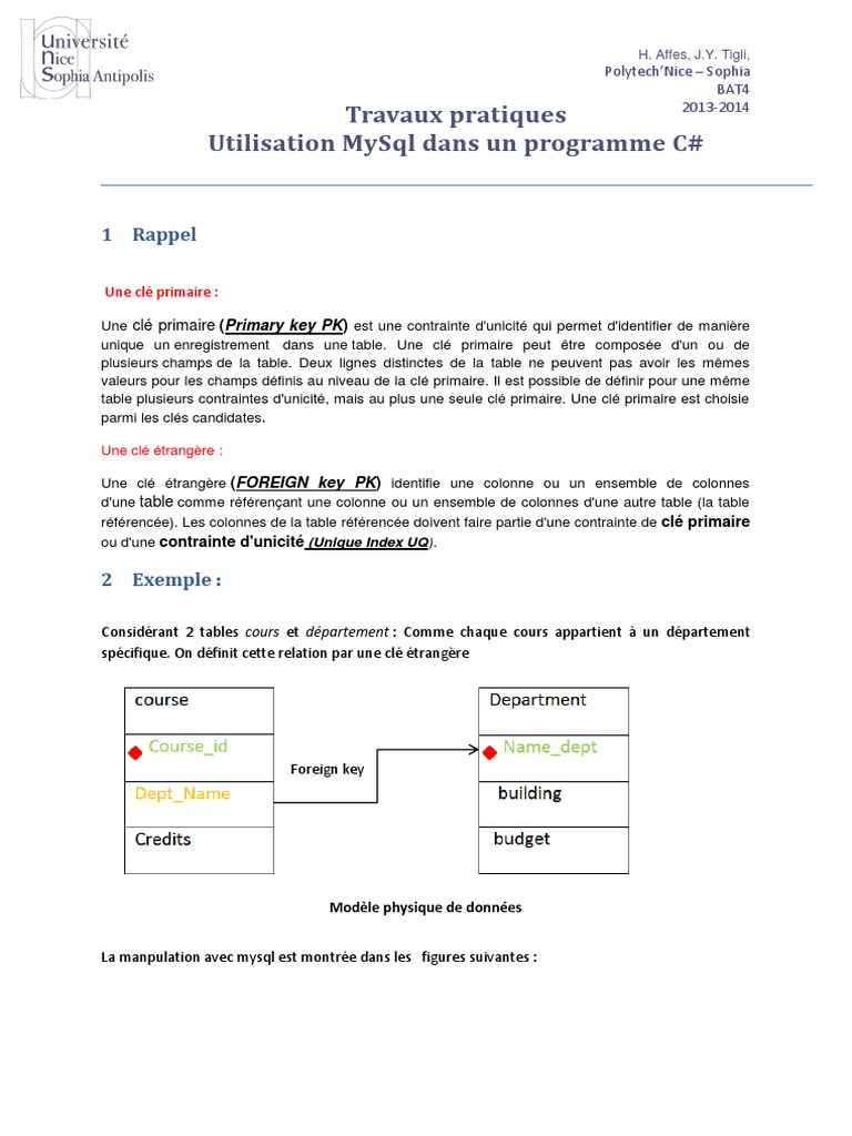 Utilisation MySql Dans Un Programme C# | PDF | MySQL | C# (Langage de programmation)