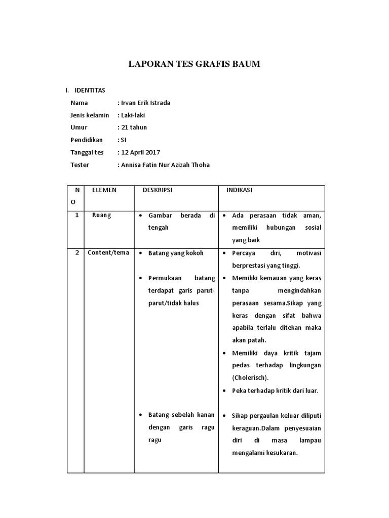 Laporan Tes Grafis Baum | PDF