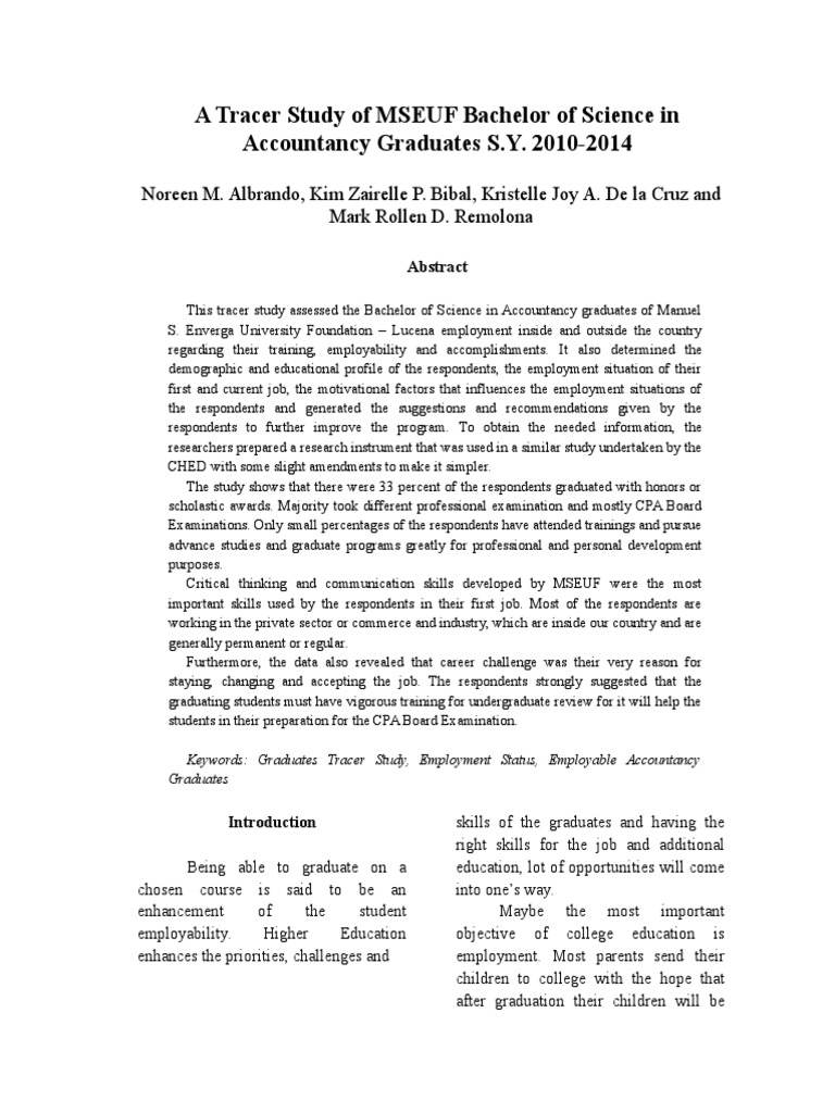 Research Journal Tracer Study | PDF | Questionnaire | Employment