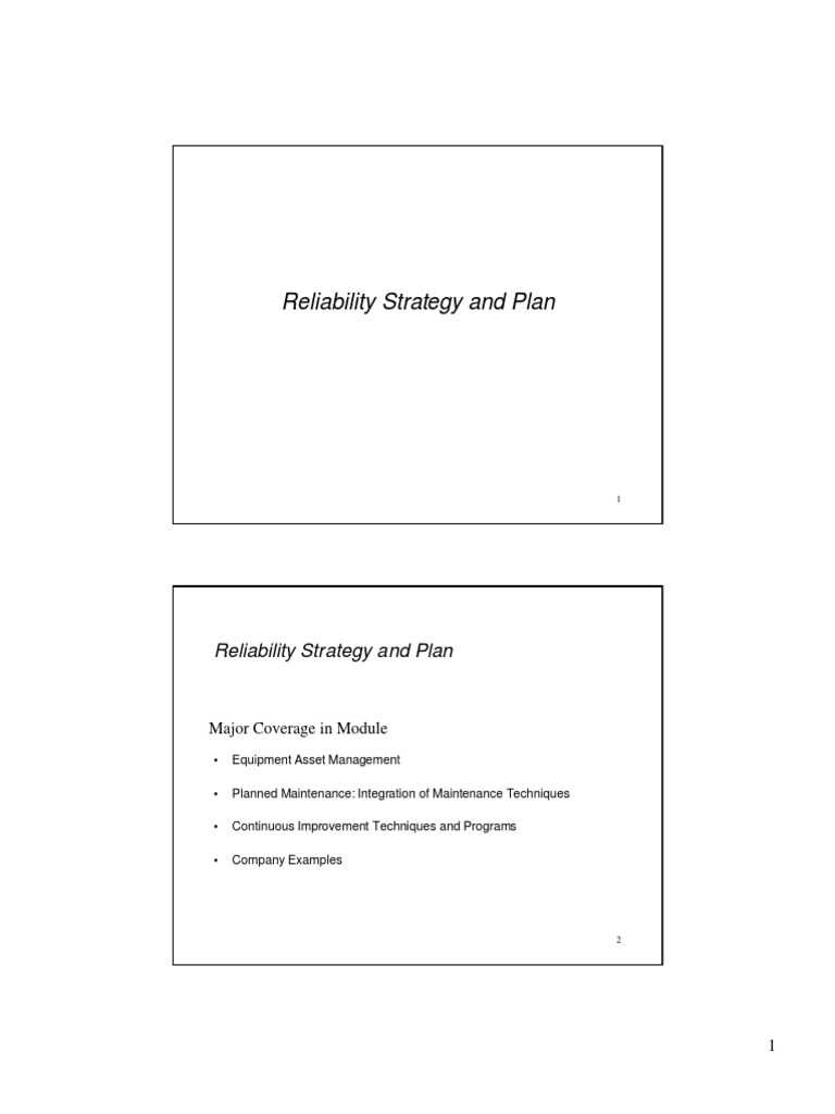 Reliability Strategy and Plans | PDF | Nondestructive Testing ...