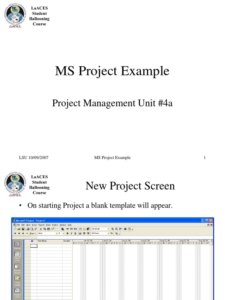 MS Project Example: Project Management Unit #4a | PDF | Areas Of ...