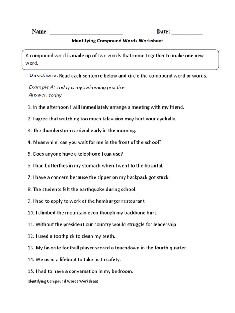 Compound Words Identifying P 1 Intermediate | PDF