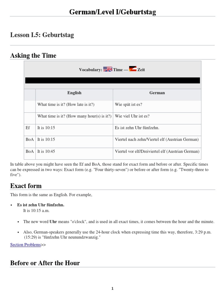 German/Level I/Geburtstag | PDF | Reading Comprehension | German Language