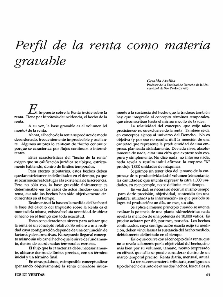 Perfil de Renta Como Materia Gravable | PDF | Impuestos | Estado (política)